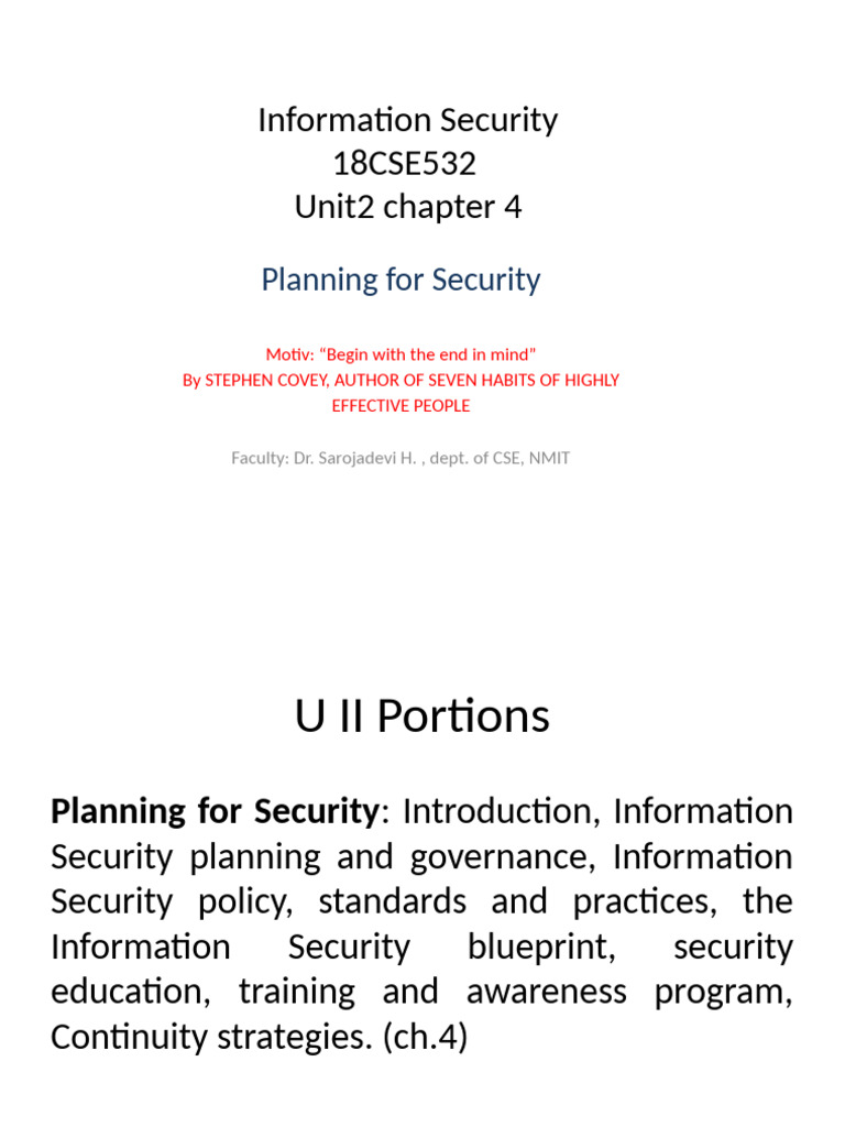 Info - Security U2 Ch.4 Planning For Security | PDF | Information Security | Computer Security
