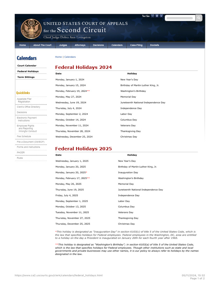 Federal Holidays 2/2/4-2/2/5 | PDF | Observances | Federal Government ...