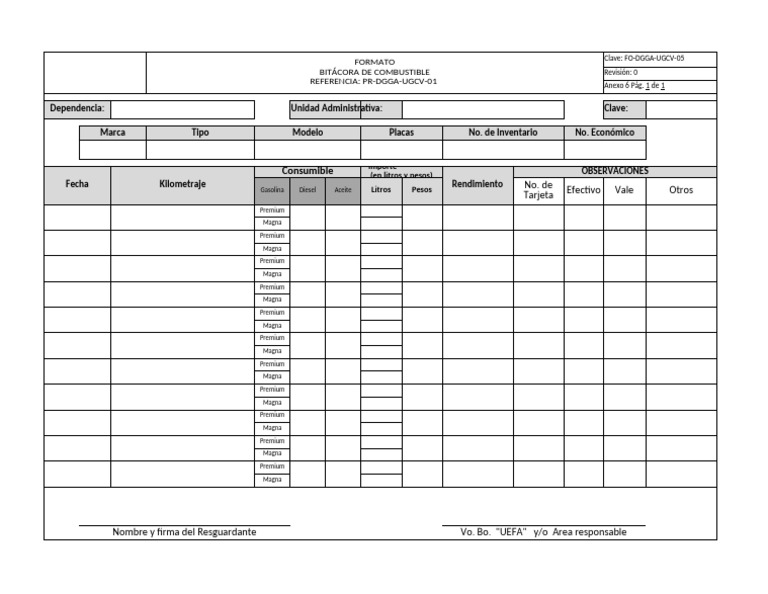 Bitacora-De-Combustible Consultoria | PDF | Combustibles | Vehículo de ...
