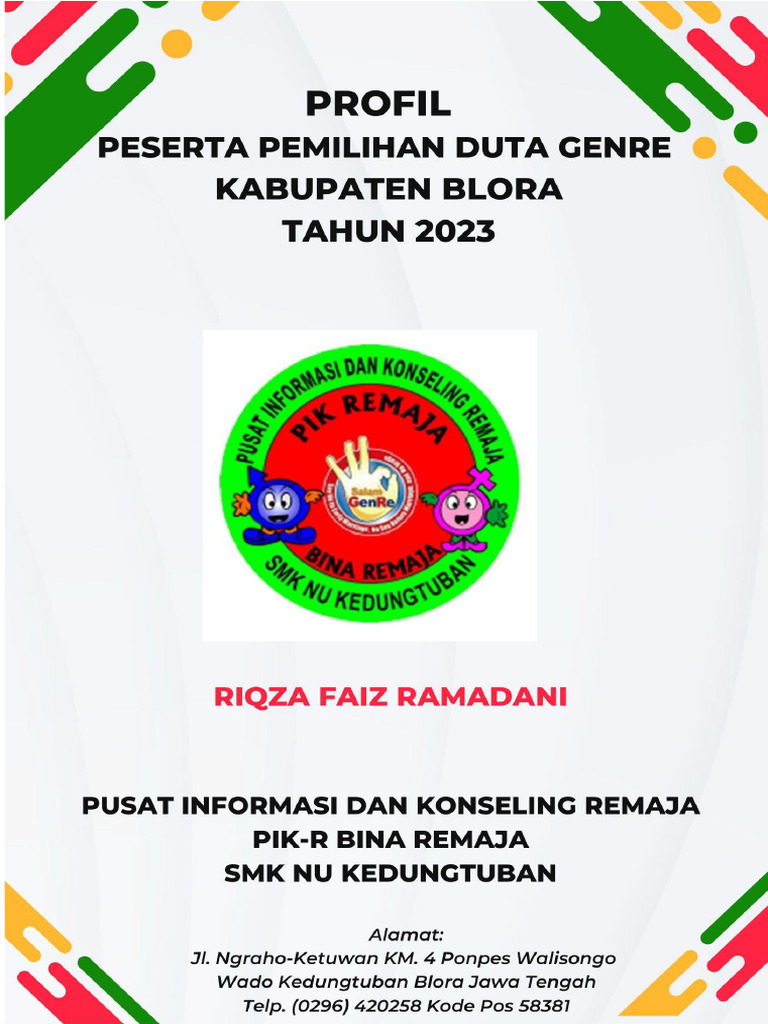PROFIL CALON PESERTA PEMILIHAN DUTA GenRe (RIQZA) | PDF | Karier & Perkembangan