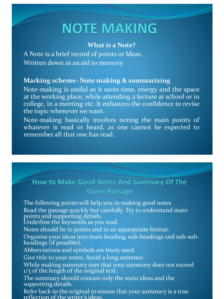 Note Making-1 | PDF