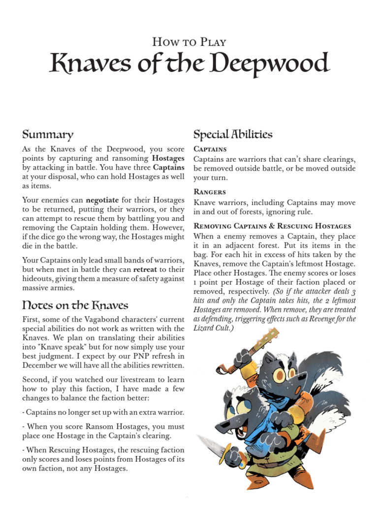Knaves of The Deepwood: How To Play | PDF