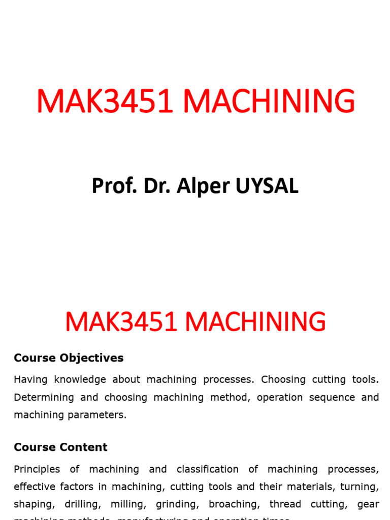 MAK3451 Machining Lecture Notes | PDF | Machining | Force