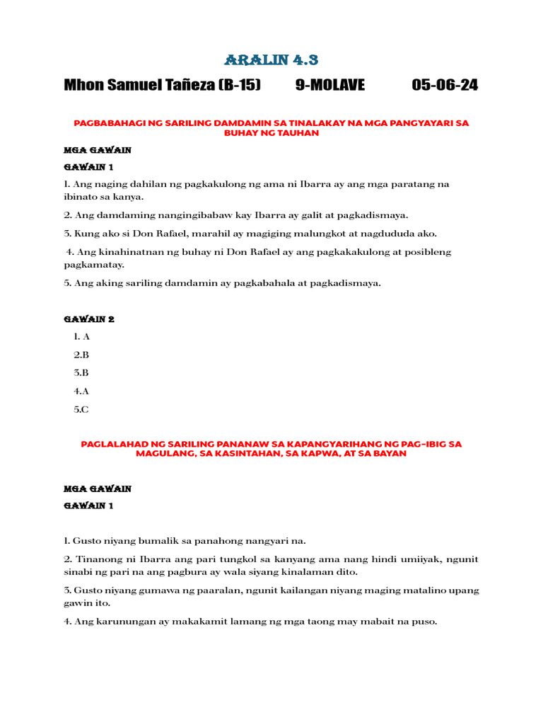 Mhon Samuel Tañeza (B-15) 9-MOLAVE 05-06-24 | PDF
