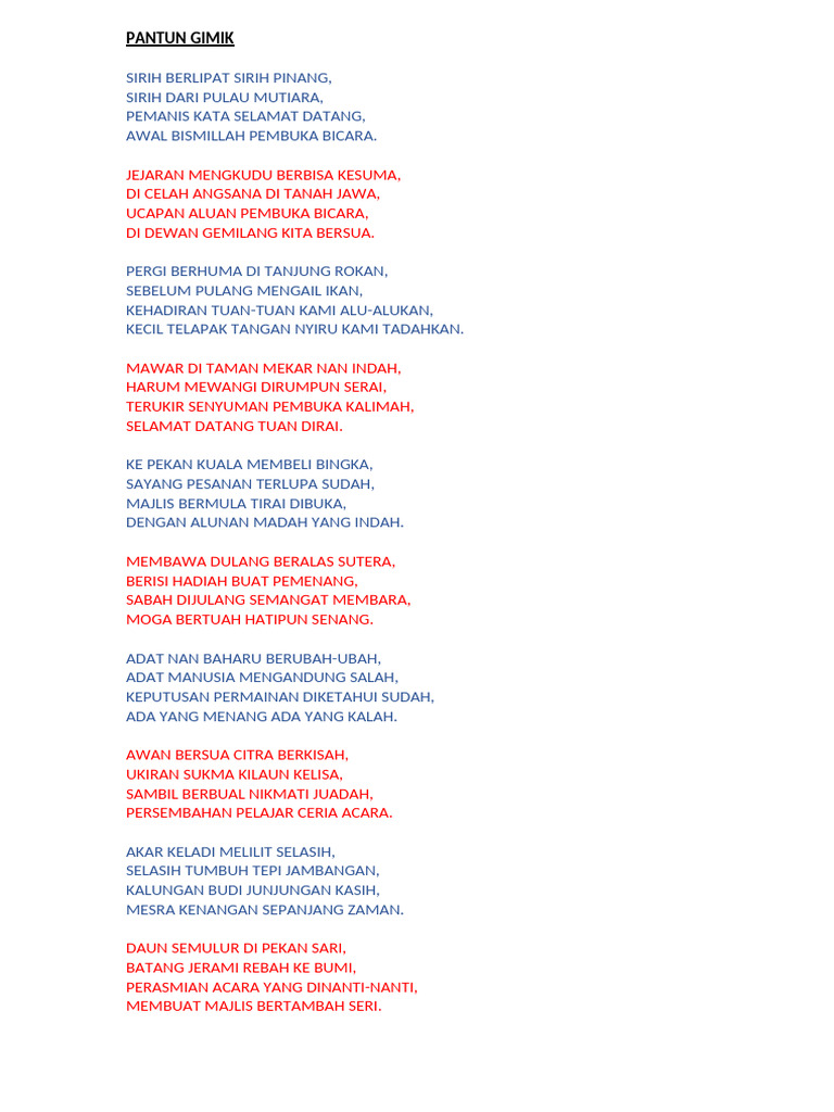 Pantun Gimik | PDF
