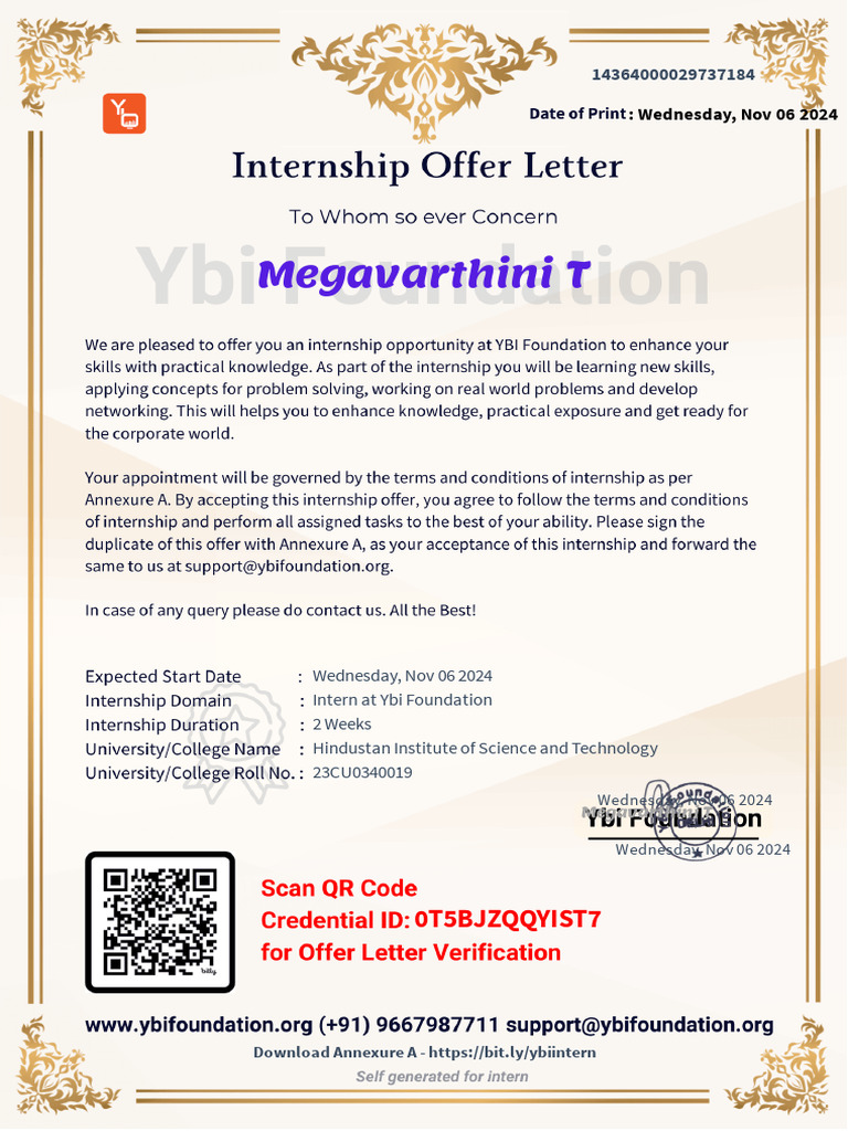 Offer+Letter Ybi | PDF