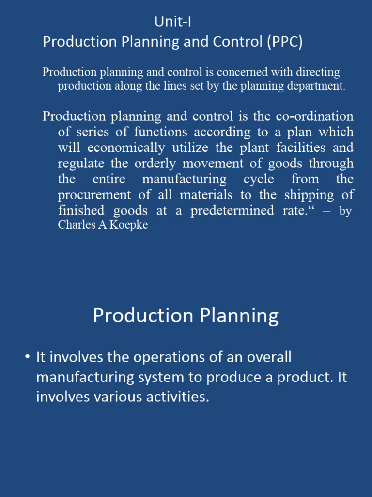1.3. Production Planning - Control | PDF | System | Operations Management