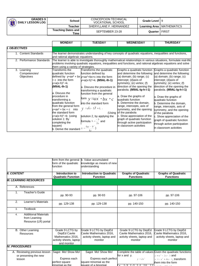 DLL WK 7 LC 12 13 | PDF | Algebra | Mathematics