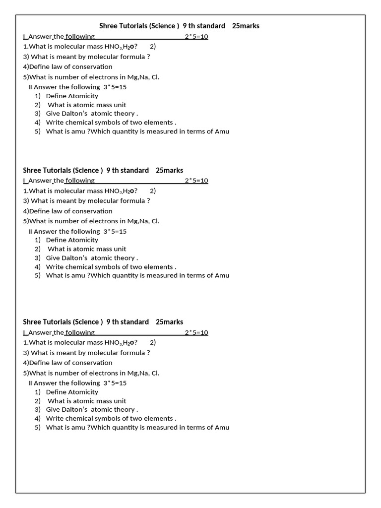 9th Grade Science Exam Questions | PDF
