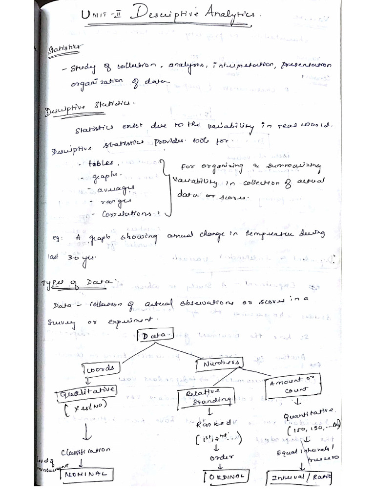 FDSA Unit 2 Notes Descriptive Statistics | PDF