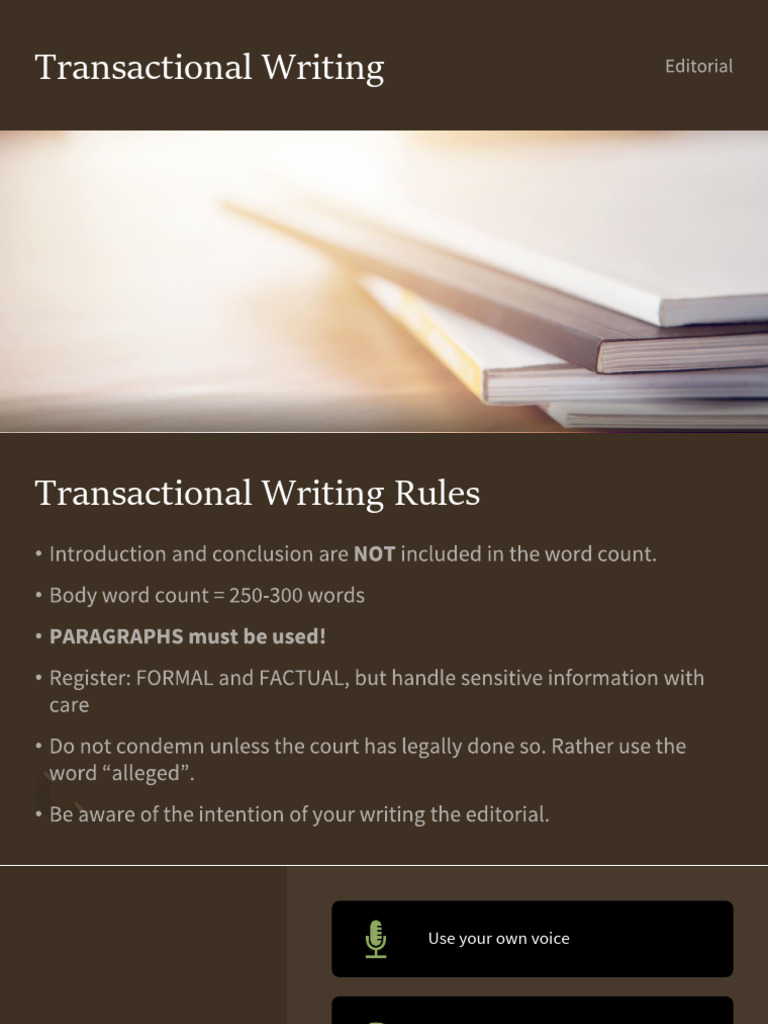 Transactional Writing - Editorial | PDF