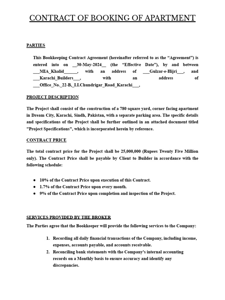 Apartment Booking Contract Agreement | PDF | Indemnity | Legal Liability
