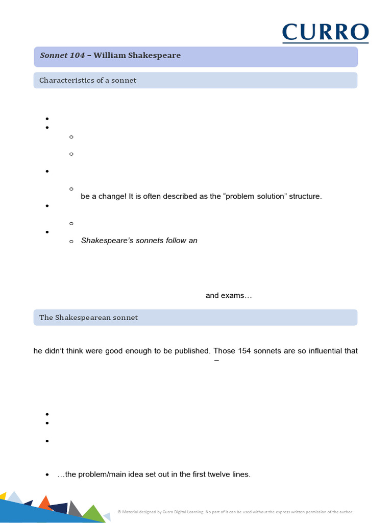 Sonnet 104 Materials Pdf Sonnets Poetry
