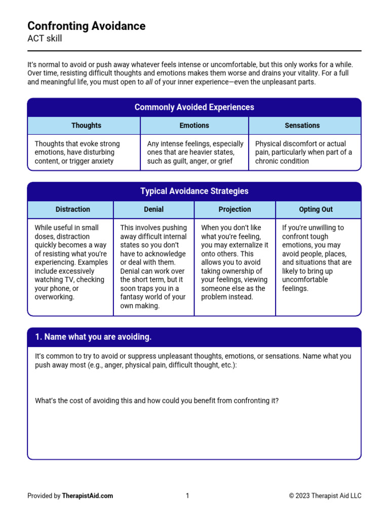 Avoidance Act Skill | PDF | Feeling | Emotions