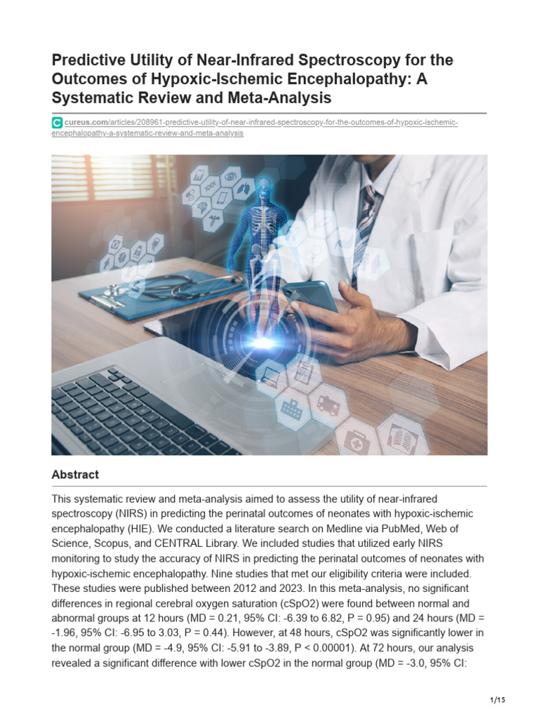 Predictive Utility of Near-Infrared Spectroscopy For The Outcomes of Hypoxic-Ischemic ...
