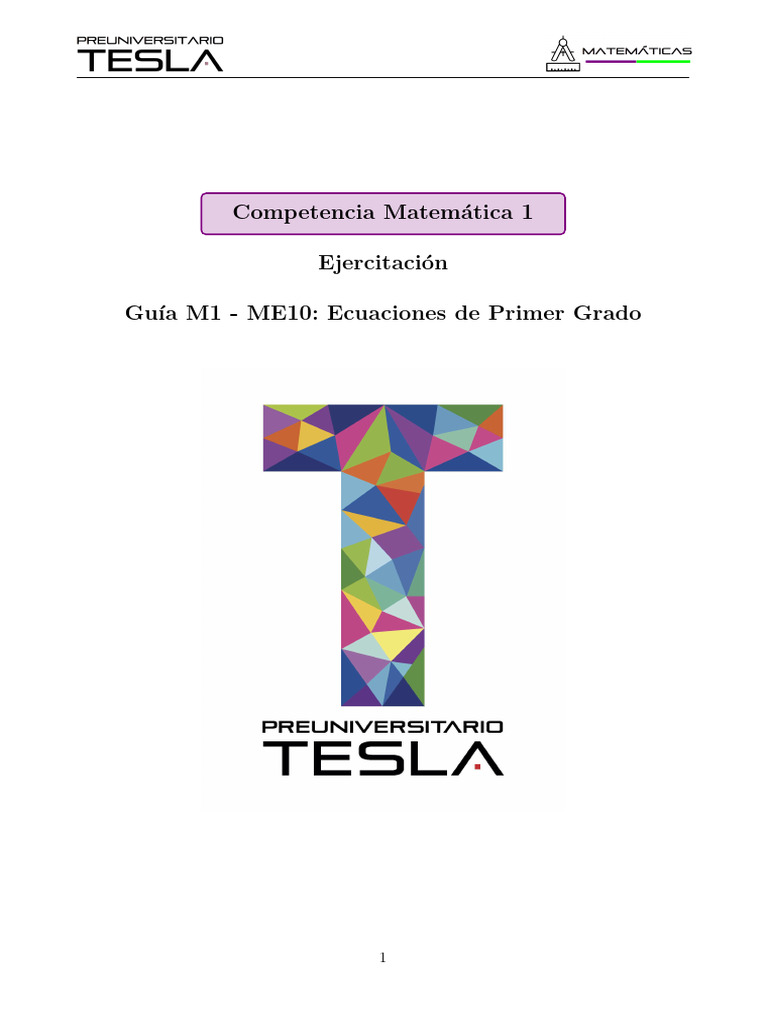 M1 ME10 Ecuaciones de Primer Grado | PDF | Números | Álgebra