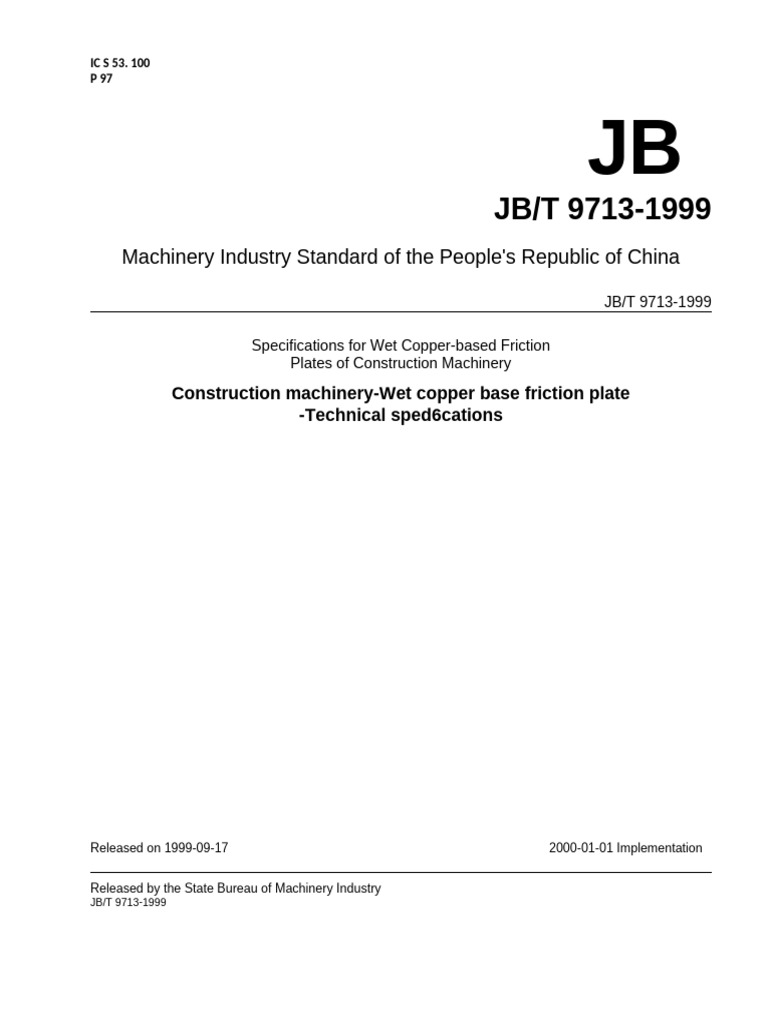JB-T 9713-1999 English Translated | PDF | Friction | Sintering