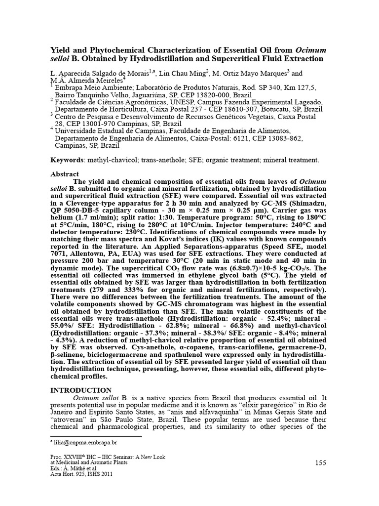 Yield_and_Phytochemical_Characterization | PDF | Essential Oil | Supercritical Fluid