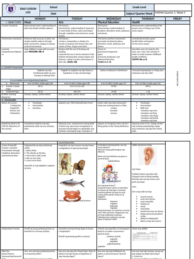 DLL MAPeH-2 Week3 Q2 Final | PDF
