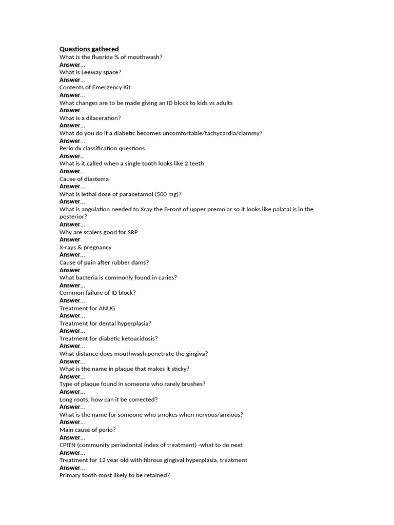Possible Questions - No Answers | PDF