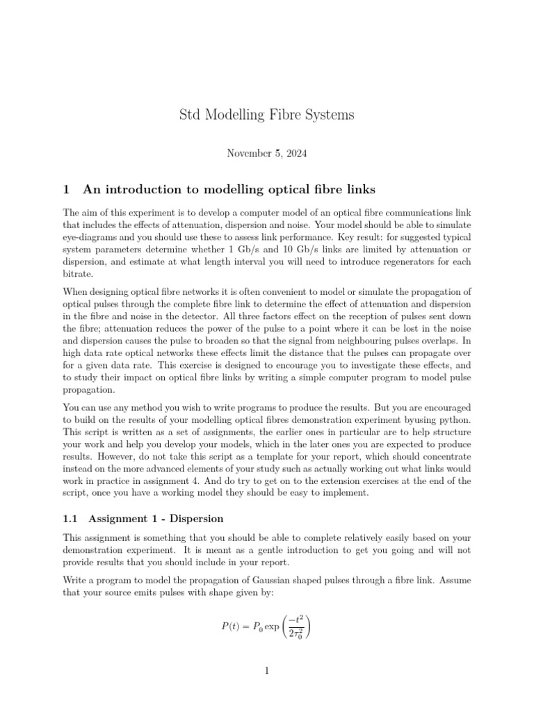 STD Modelling Fibre Systems | PDF | Fiber Optic Communication ...