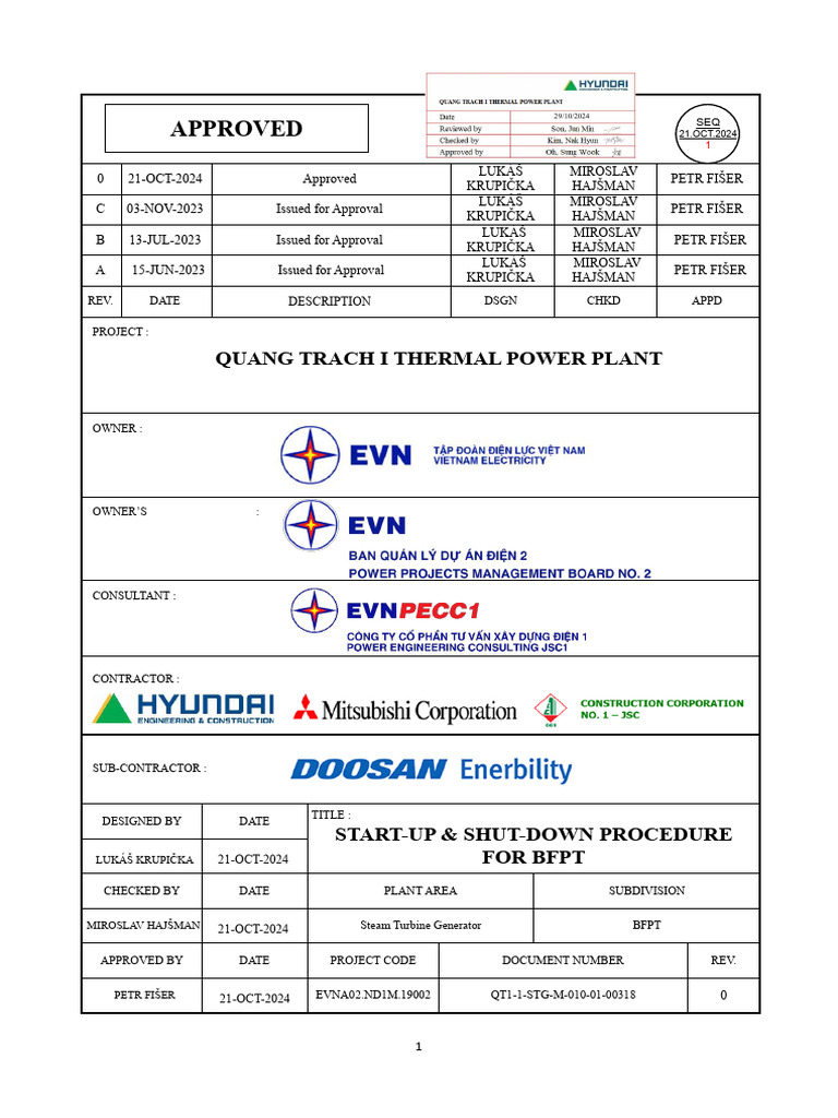 Qt1 1 STG M 010-01-00318 - 0 - Start Up & Shut Down Procedure For BFPT ...