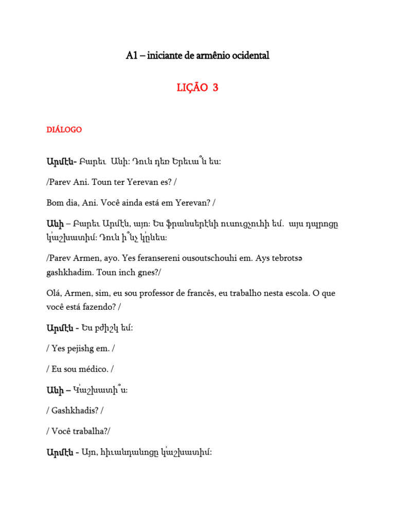 A1 - LICAO 3 - Textos de Dialogo | PDF