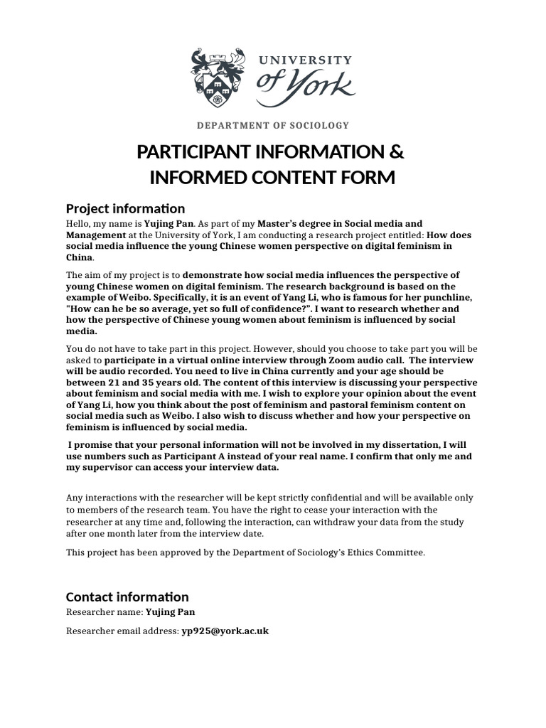 Consent Form | PDF | Social Science