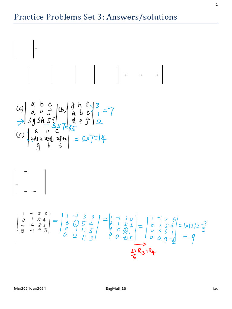 EngMath1B Practice Problems Solutions | PDF