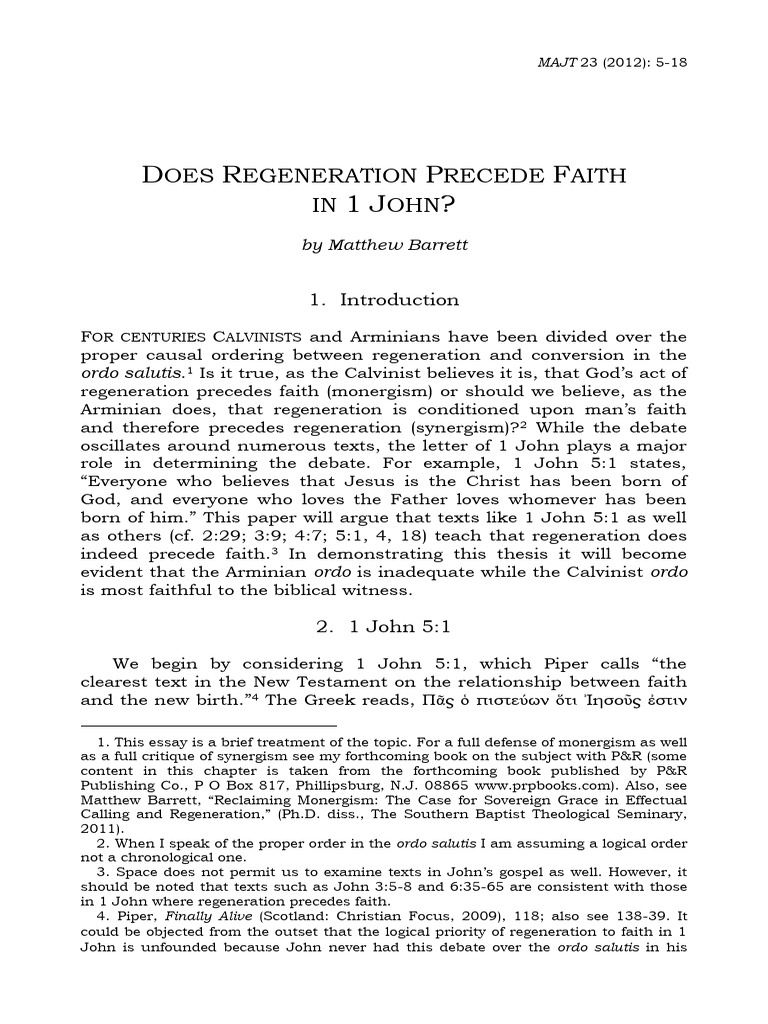 Regeneration vs. Faith in 1 John | PDF | Born Again | Faith