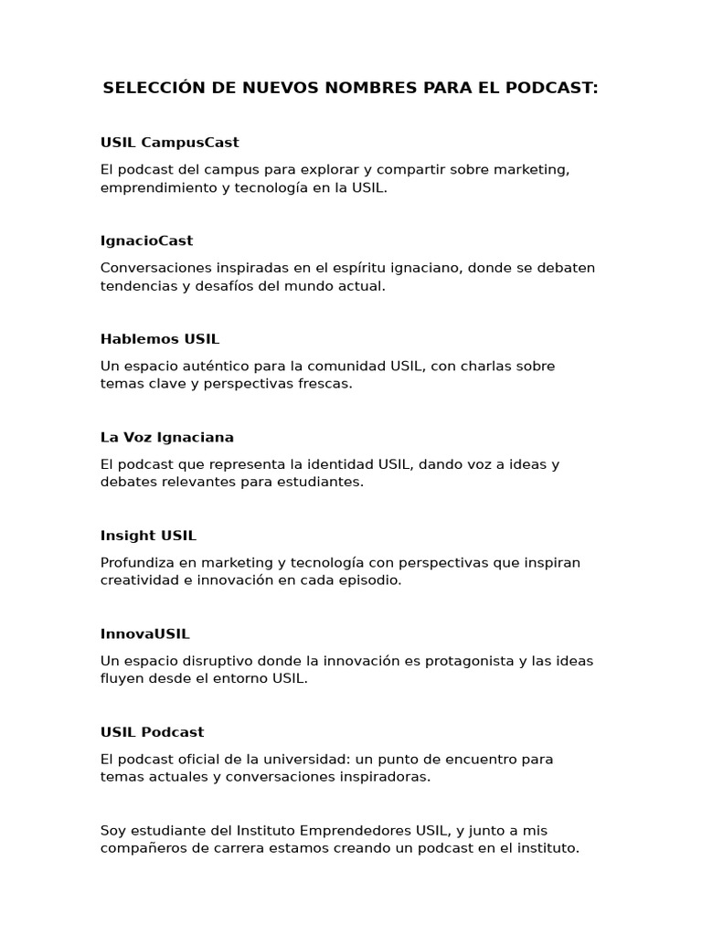 Podcast Recomendaciones y Roles A Cada Integrante Del Podcast | PDF ...