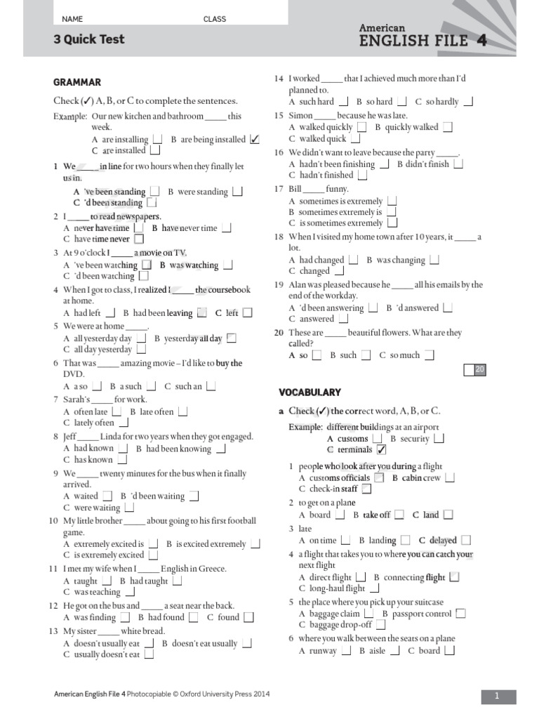 AEFFour File3 Quick Test | PDF | Baggage