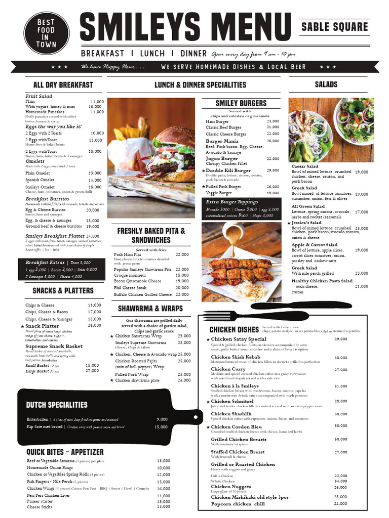 smiles food menu 2024 | PDF | Hamburgers | Kebab