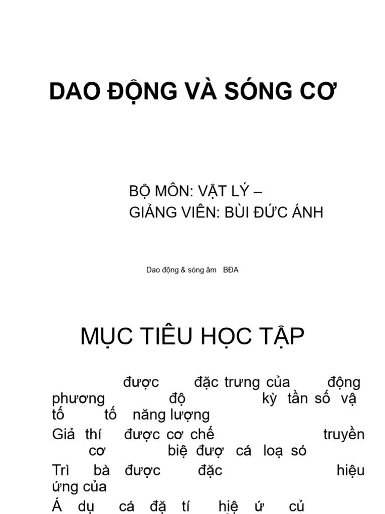 2 - Chuong 1. Co Hoc - Bai 2 - Dao Dong Song Co - Song Am SA 2017 | PDF