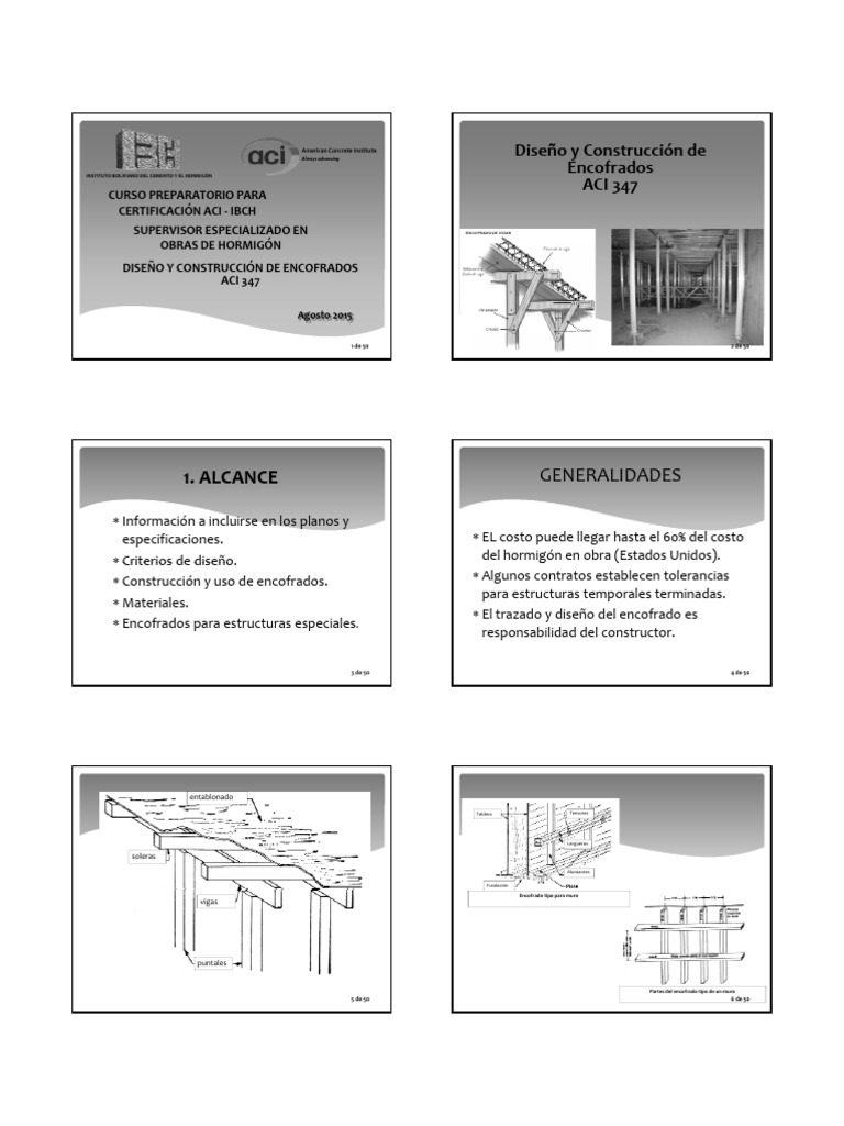 Diseño y Construcción de Encofrados ACI 347 | PDF | Hormigón ...