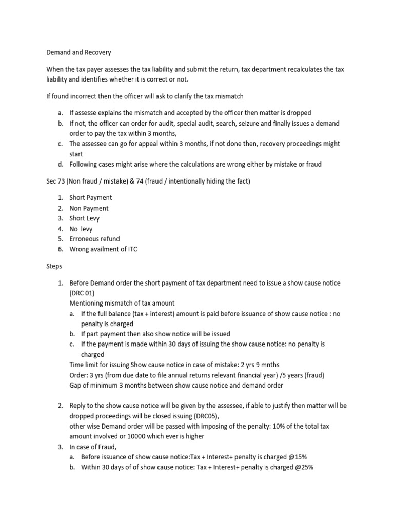 Demand and Recovery | PDF | Audit | Taxes