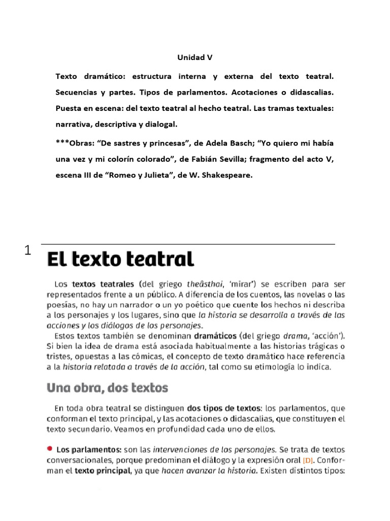 Estructura del Texto Teatral y Puesta en Escena | PDF