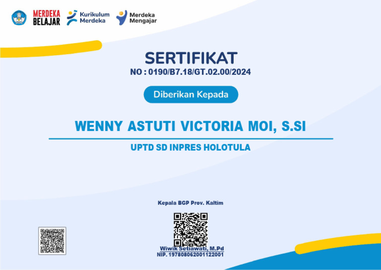 Sertifikat - Weni Moi B2 | PDF