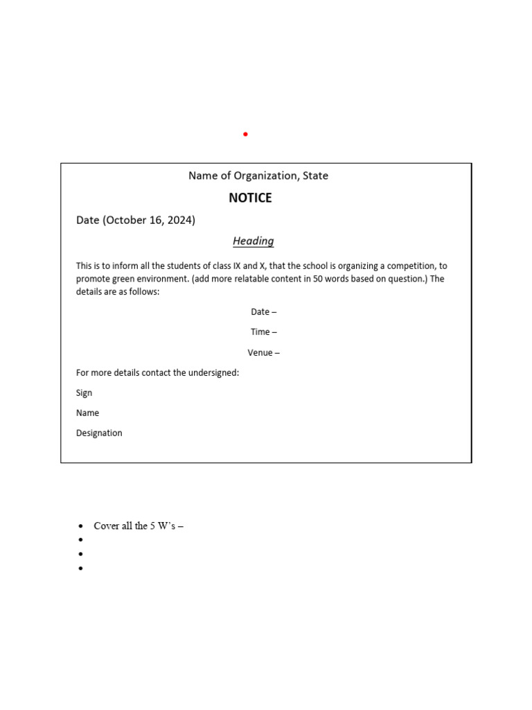 Class Ix - Writing Skills Format. | PDF | Time Management ...