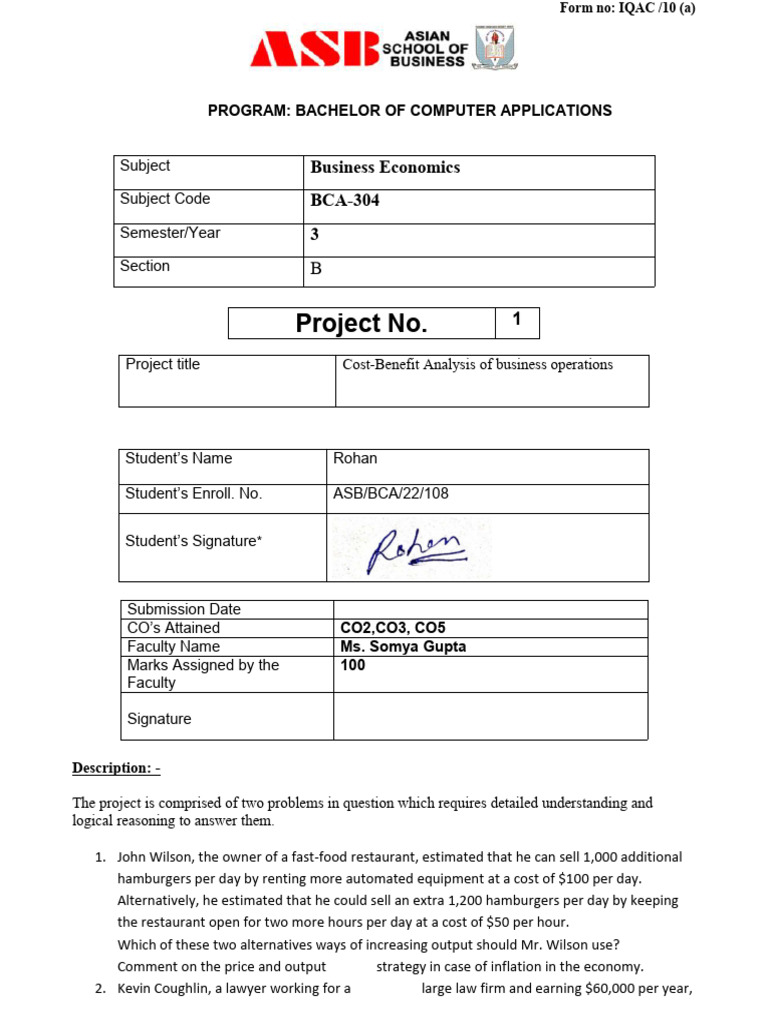 Mini Project BCA 01 | PDF | Inflation | Cost