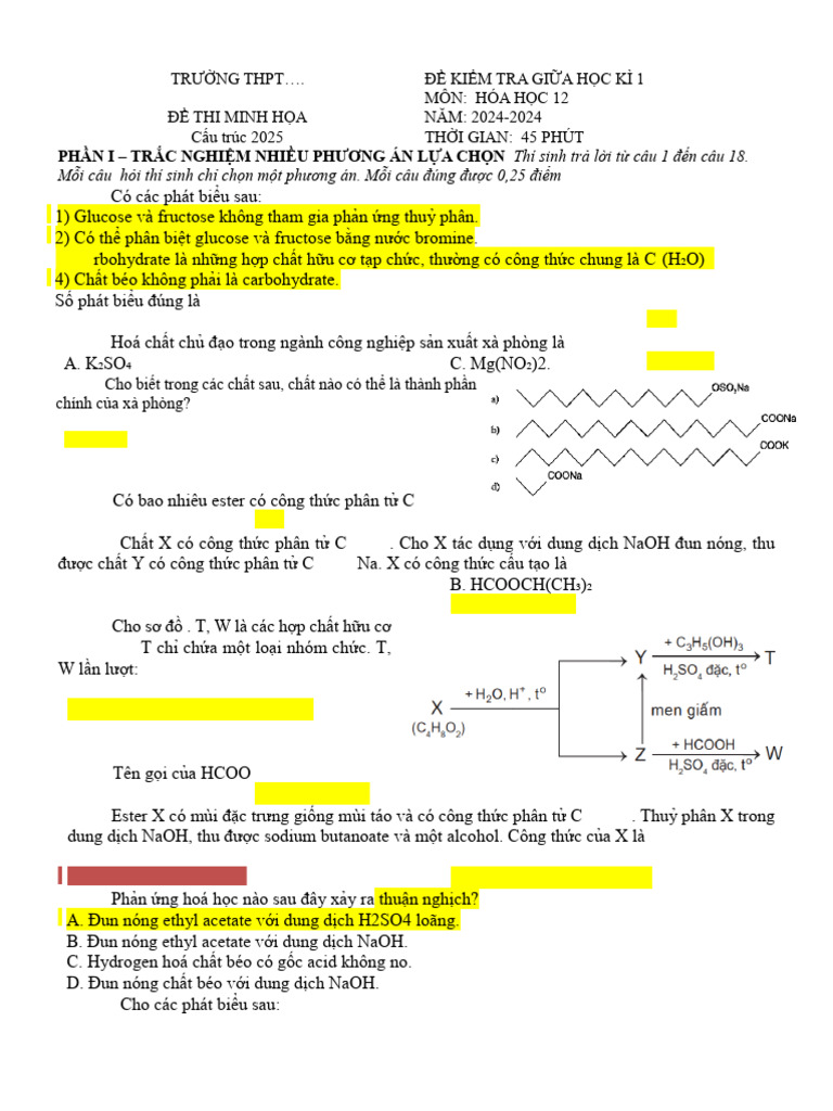 De Thi Hoa Hoc Gki - 1 | PDF
