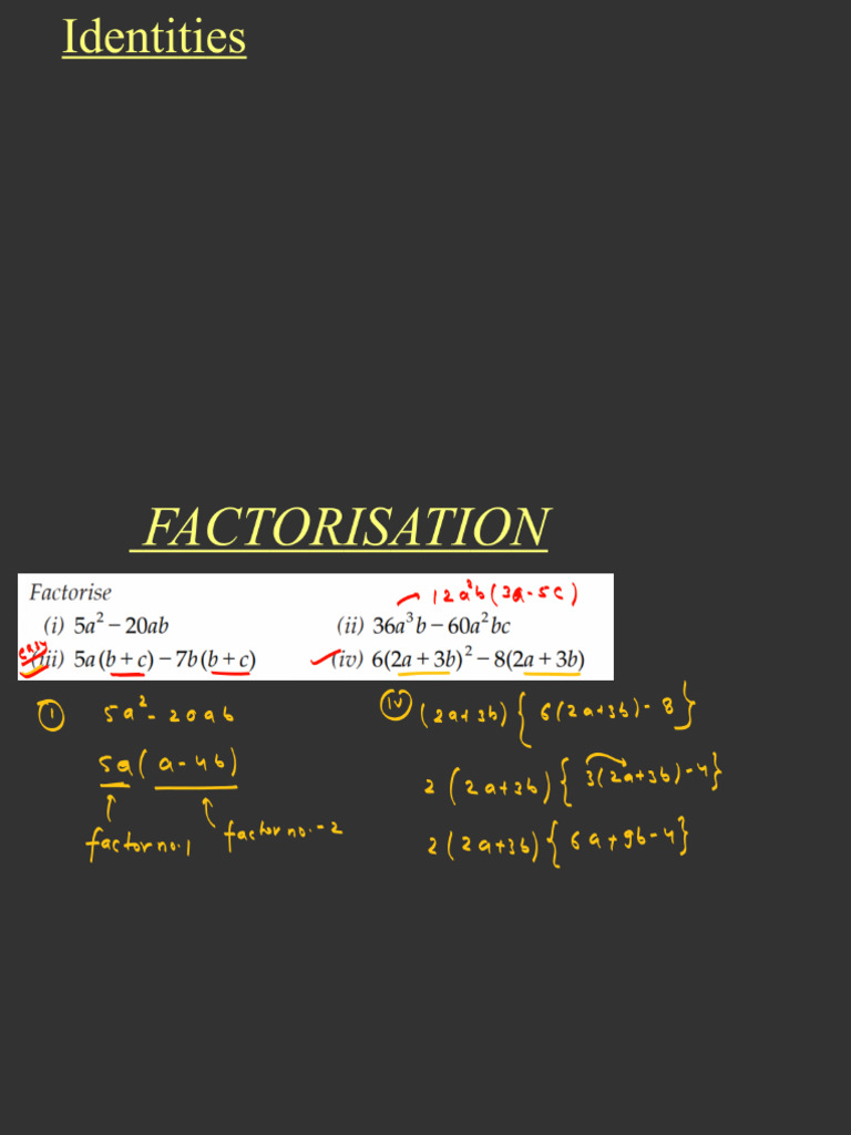 Factorisation Illustrations and Quiz | PDF