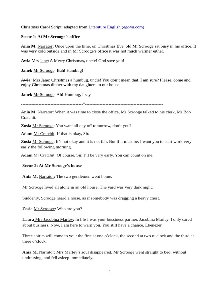 Szwejda x14 DW Christmas Carol Script | PDF | Ebenezer Scrooge | A Christmas Carol