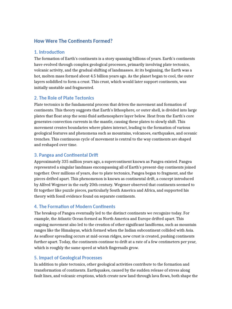 How Were The Continents Formed Updated | PDF | Plate Tectonics | Earth