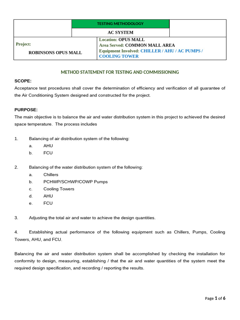 AC System Testing Methodology Guide | PDF | Mechanical Engineering ...