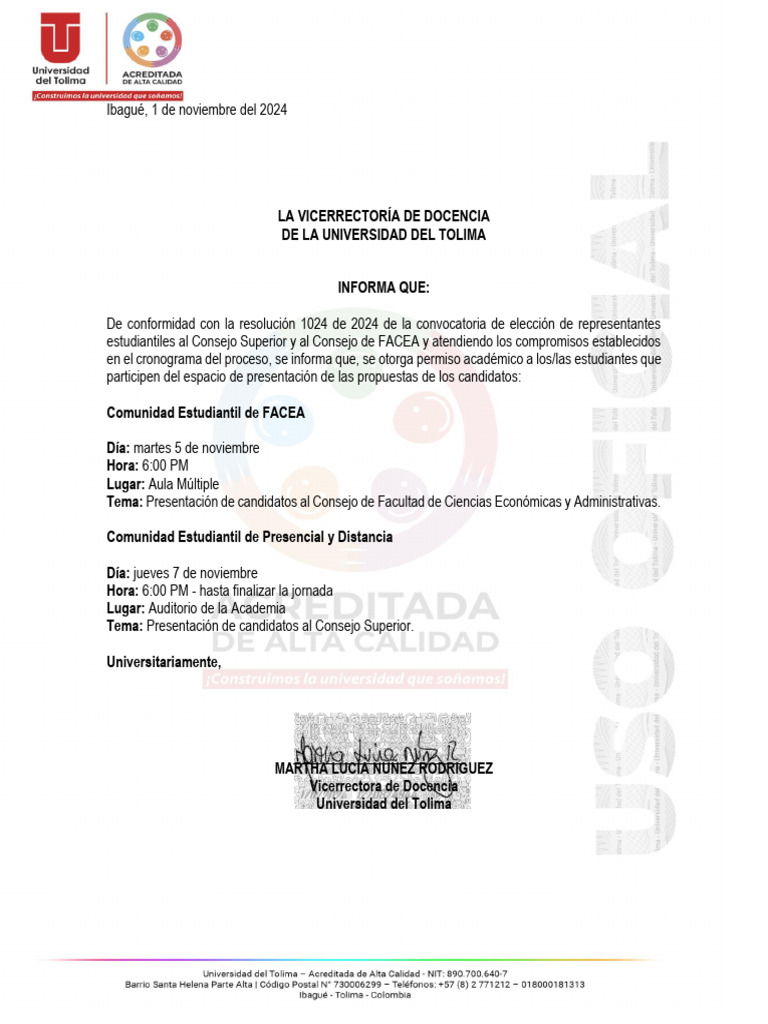 Permiso AcadÃ©mico 1112024 | PDF