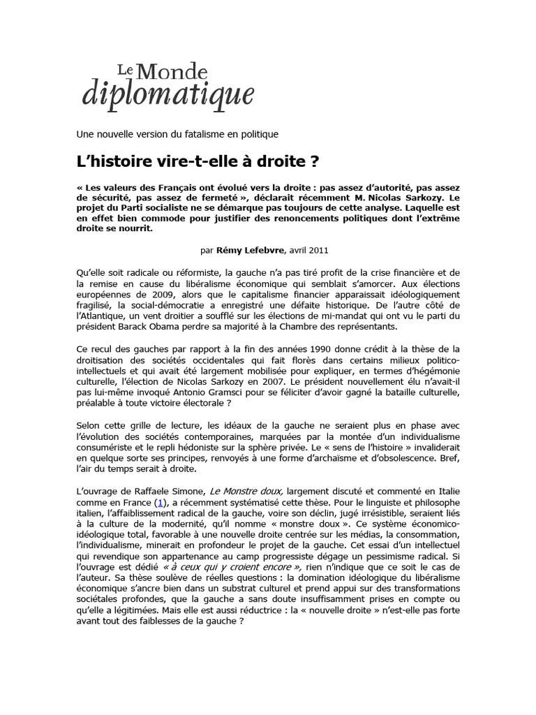 Évolution des valeurs politiques en France | PDF | Politique de gauche ...