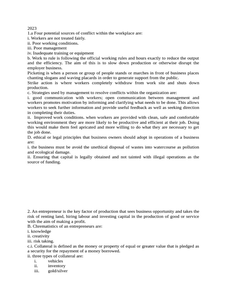 POB Past Paper Solutions | PDF | Offer And Acceptance | Gross Domestic ...