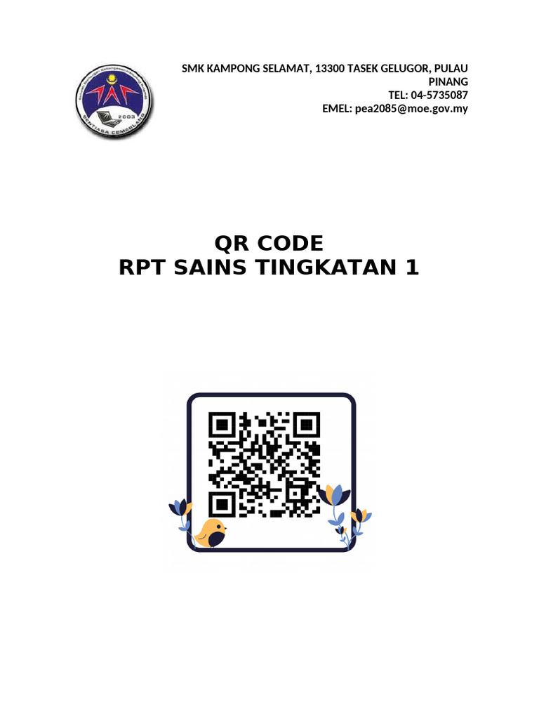 2023 QR Code RPT SAINS T1 | PDF