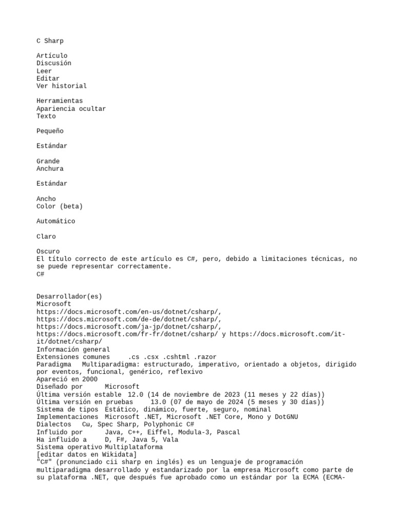 Introducción a C# y su Sintaxis | PDF | C Sharp (lenguaje de programación) | Software